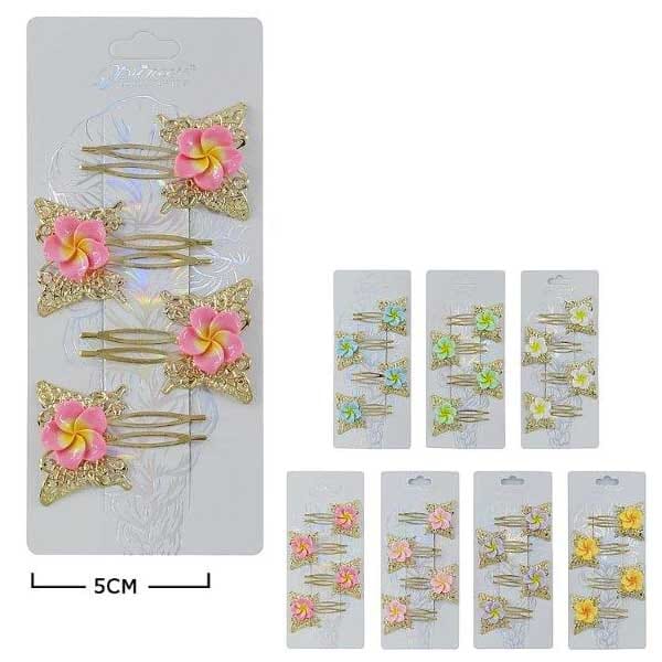 Butterfly Flower 4PC Mini Hair Comb Pin 50063M (12 units ...