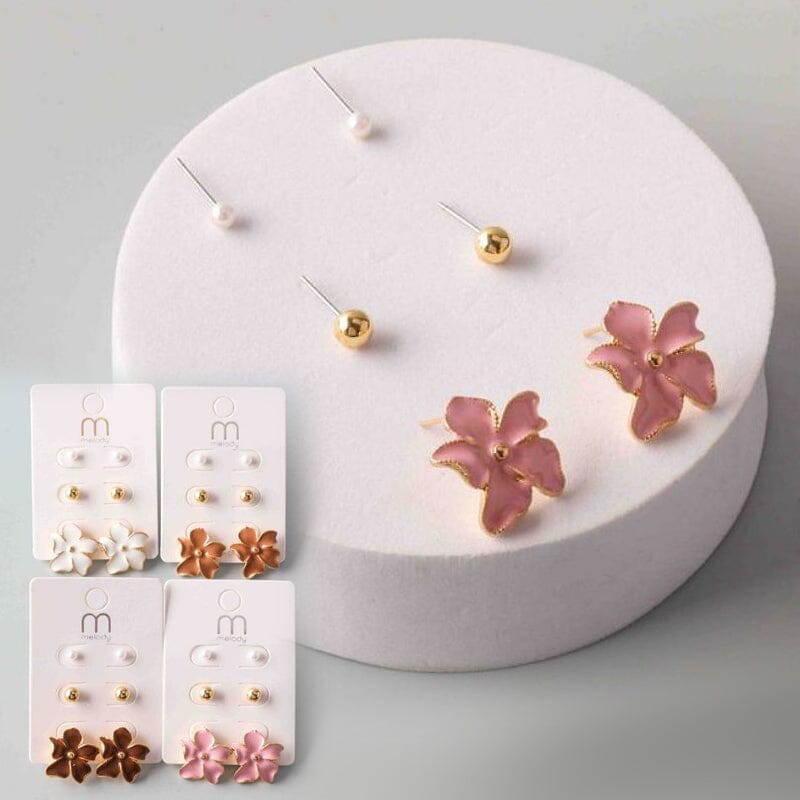 Enamel Flower Earring Set 38663 (12 units) – MyWholesaleFashion.com