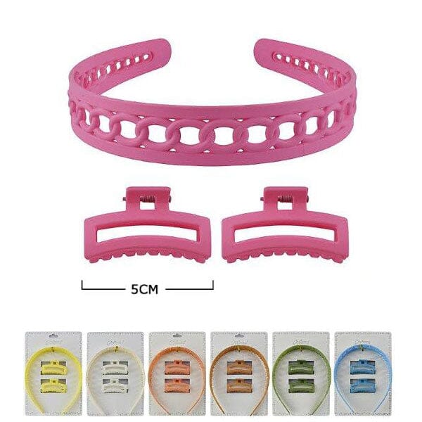 Fashion Headband With Jaw Clips Set 50866M ( 12 units ...