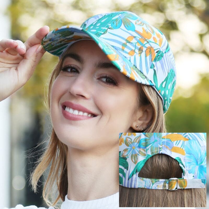 Mixed Floral & Leaves Baseball Cap 100% Cotton 521 Blue (1 unit ...