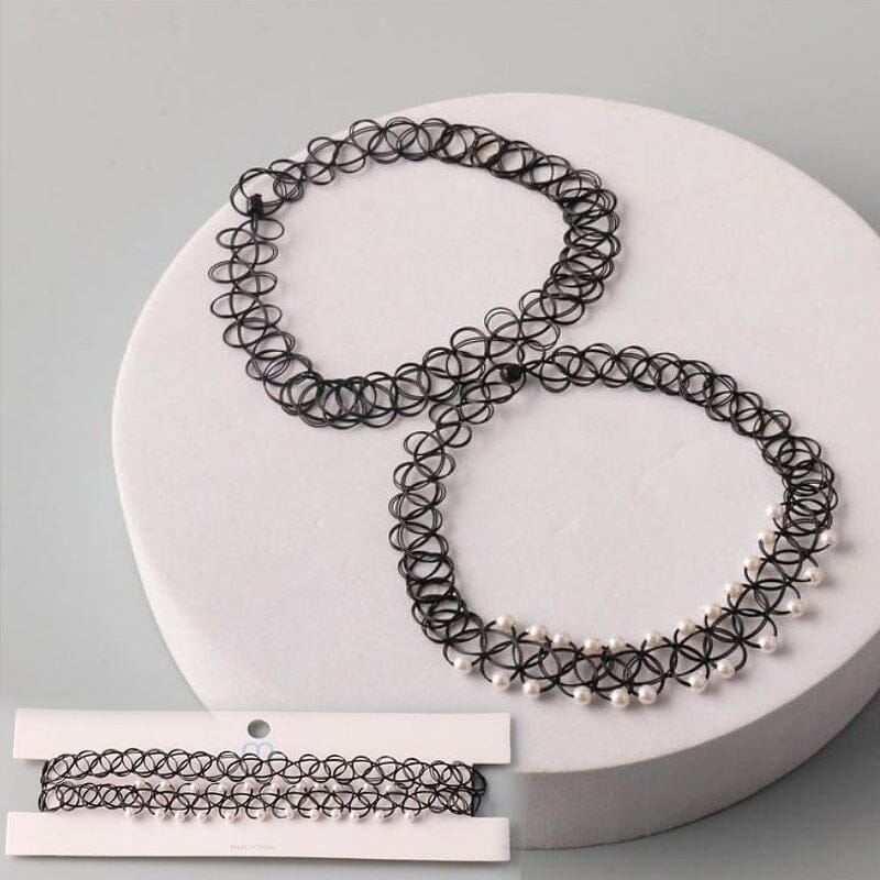 Pearl Beaded Tattoo Choker Set 8293 (12 units) – MyWholesaleFashion.com