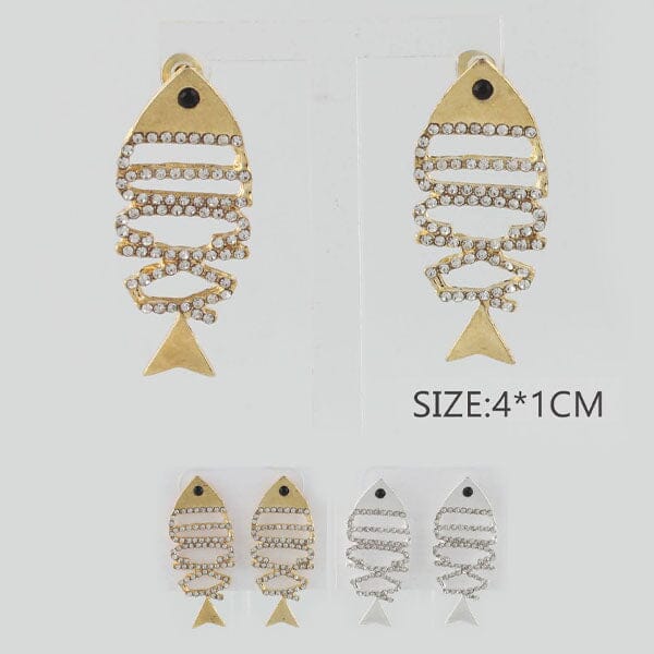 Rhinestone Fish Earrings 1542 (12 units) – MyWholesaleFashion.com