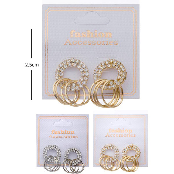 Rhinestone Round Shape Earrings 3614 (12 units) – MyWholesaleFashion.com
