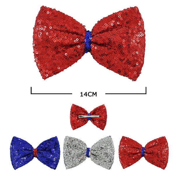USA Flag Color Sequin Hair Bow 1001 (12 units) – MyWholesaleFashion.com